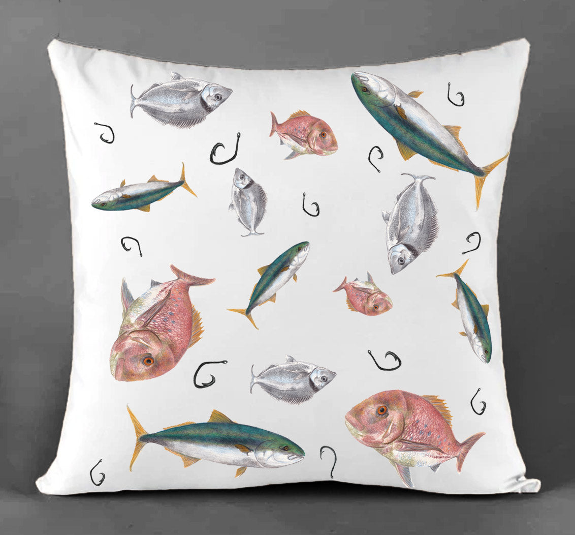 Fishing Cotton Canvas Cushion - Hand Drawn Gift Ideas – Little Fallow